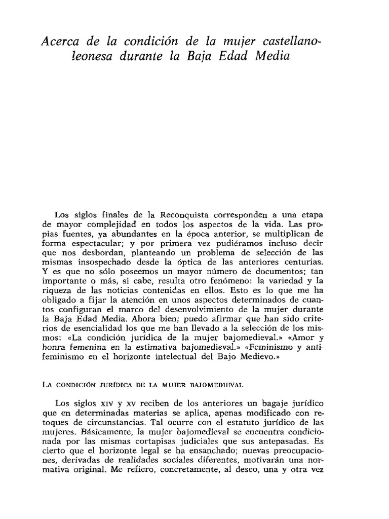 Acerca de La Condición de La Mujer Castellano-Leonesa Durante La Baja ...