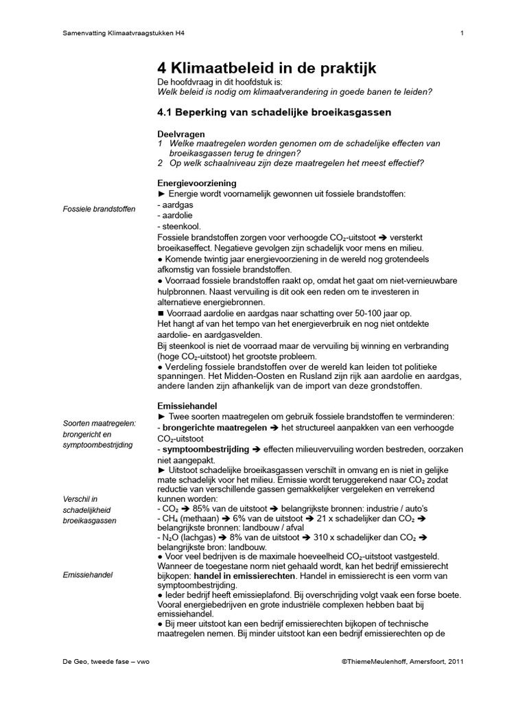 H4 Klimaatvraagstukken Samenvatting | PDF