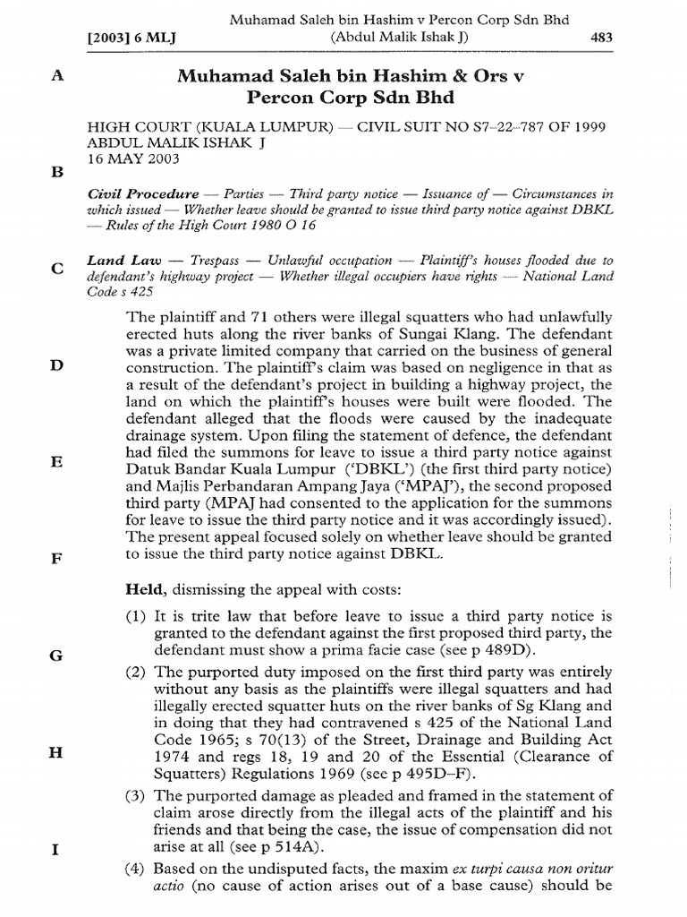 MUHAMAD SALEH BIN HASHIM & ORS V PERCON CORP SDN BHD | PDF