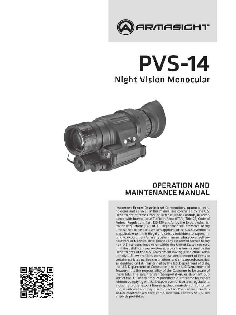 Armasight PVS-14 Night Vision Monocular Manual | PDF | Legal Liability | Optics