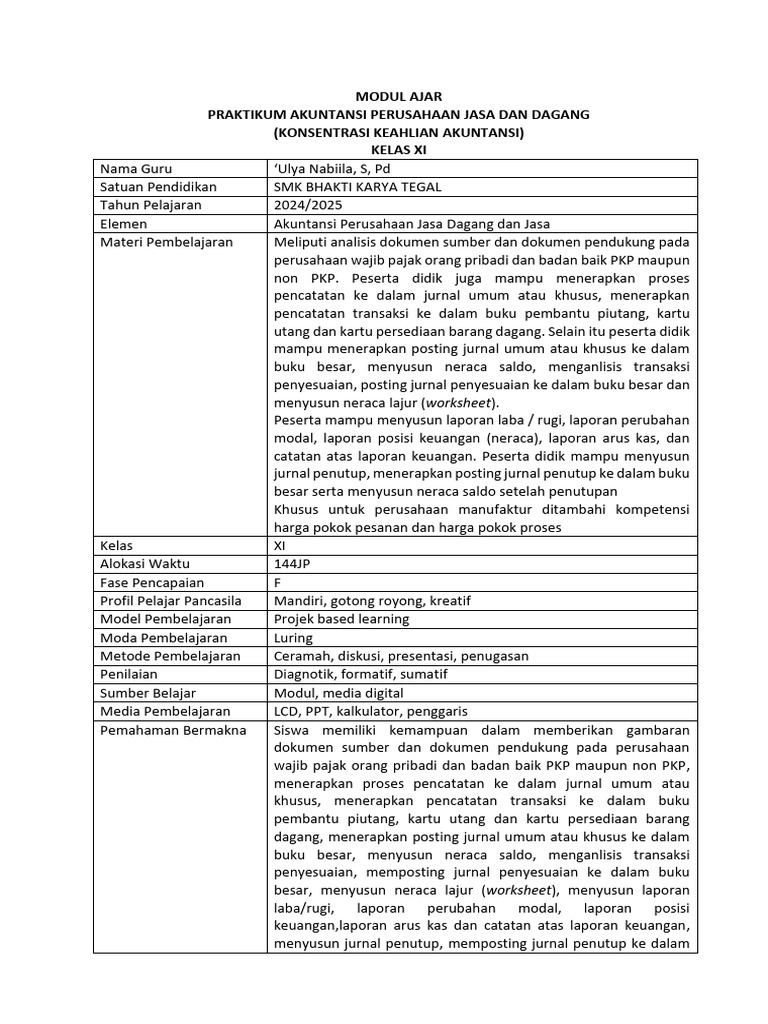 Modul Ajar Praktikum Akuntansi Perusahaan Jasa Dan Dagang - Ulya ... Modul Ajar Praktikum Akuntansi Perusahaan Jasa Dan Dagang - Ulya ...