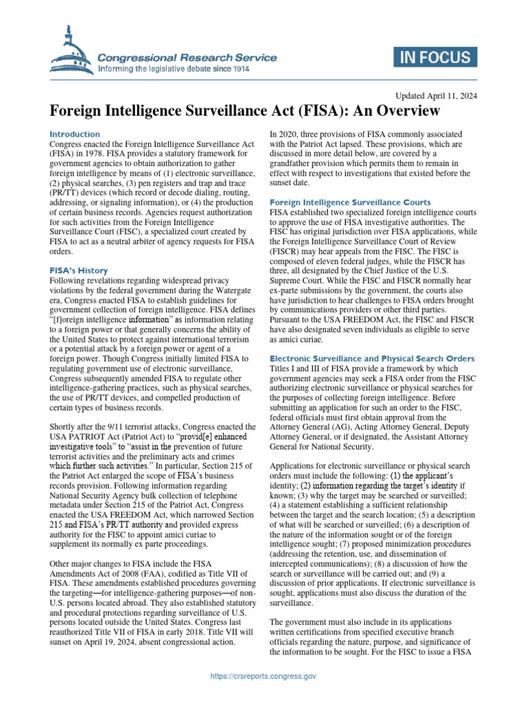 IF11451 | PDF | Foreign Intelligence Surveillance Act | United States ...