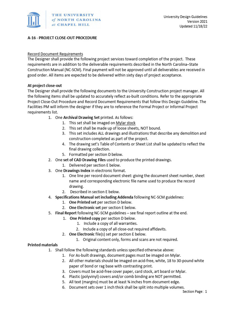 A 16 Project Closeout Procedure | PDF | Comma Separated Values ...