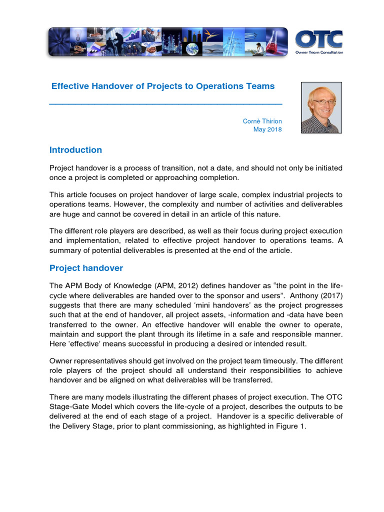 Effective Project Handover to Operations | PDF | Specification ...