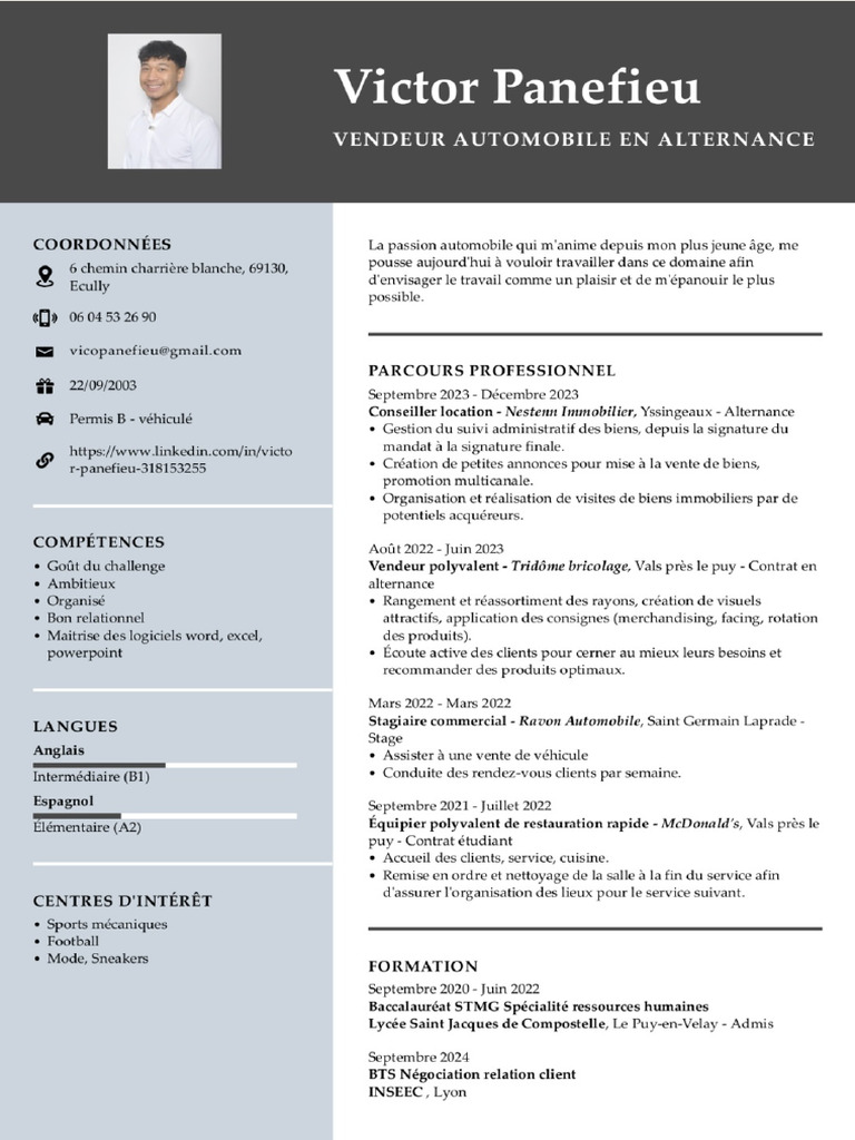 CV Automobile Victor | PDF