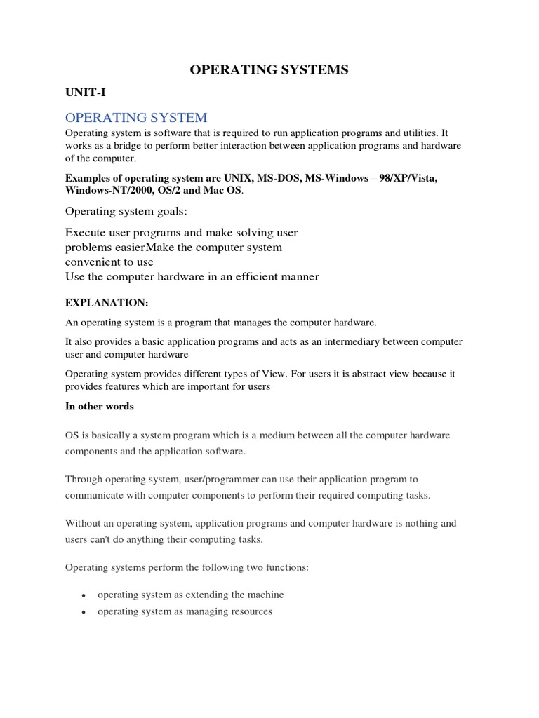Operating Systems Notes | PDF | Operating System | Computer Data Storage Operating Systems Notes | PDF | Operating System | Computer Data Storage