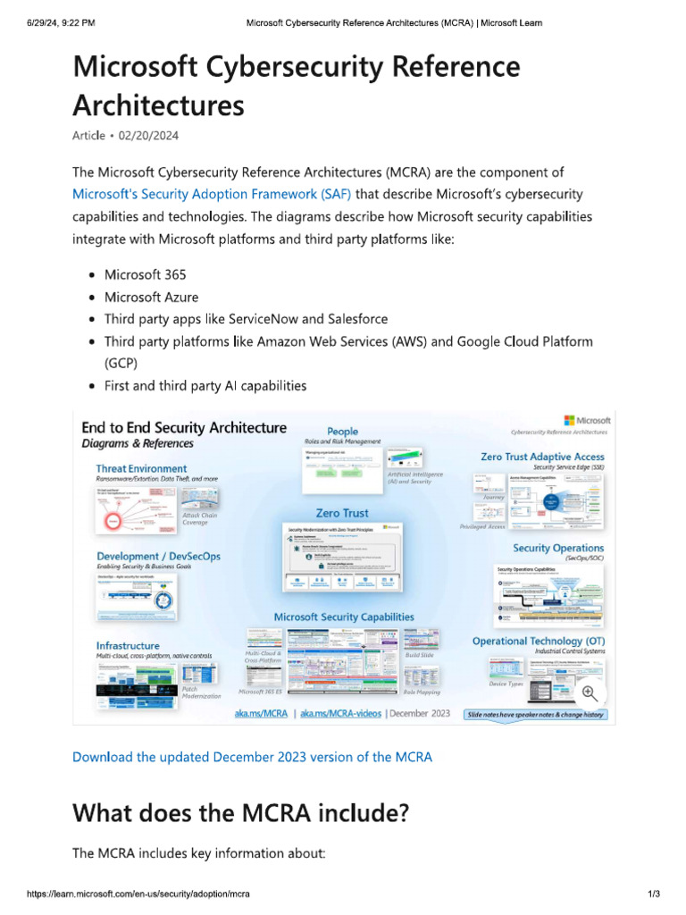 MS Cybersecurity Refernce Architecture | PDF