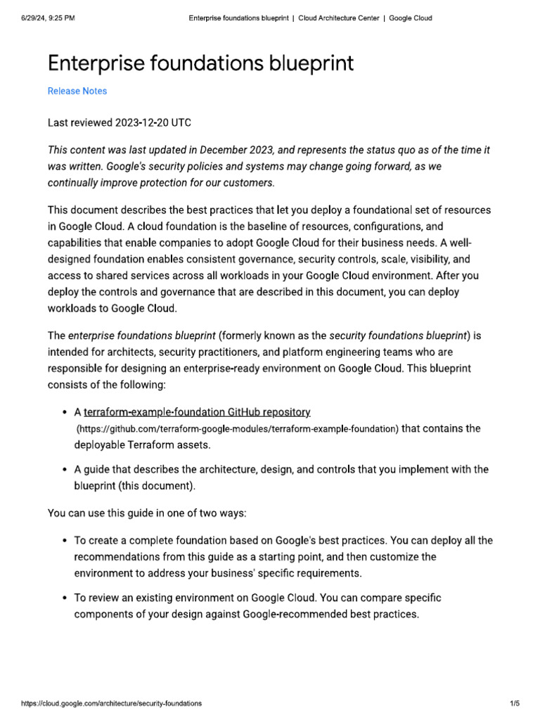 Google CLoud Security Foundation Guide | PDF
