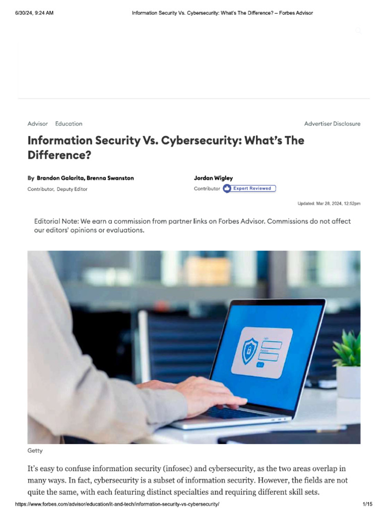 Information Security Vs Cybersecurity | PDF
