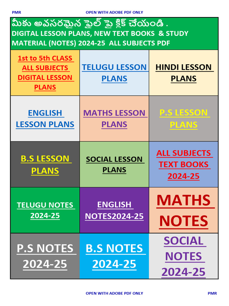 Digital Lesson Plans, Notes, New Text Books 2024-25 | PDF