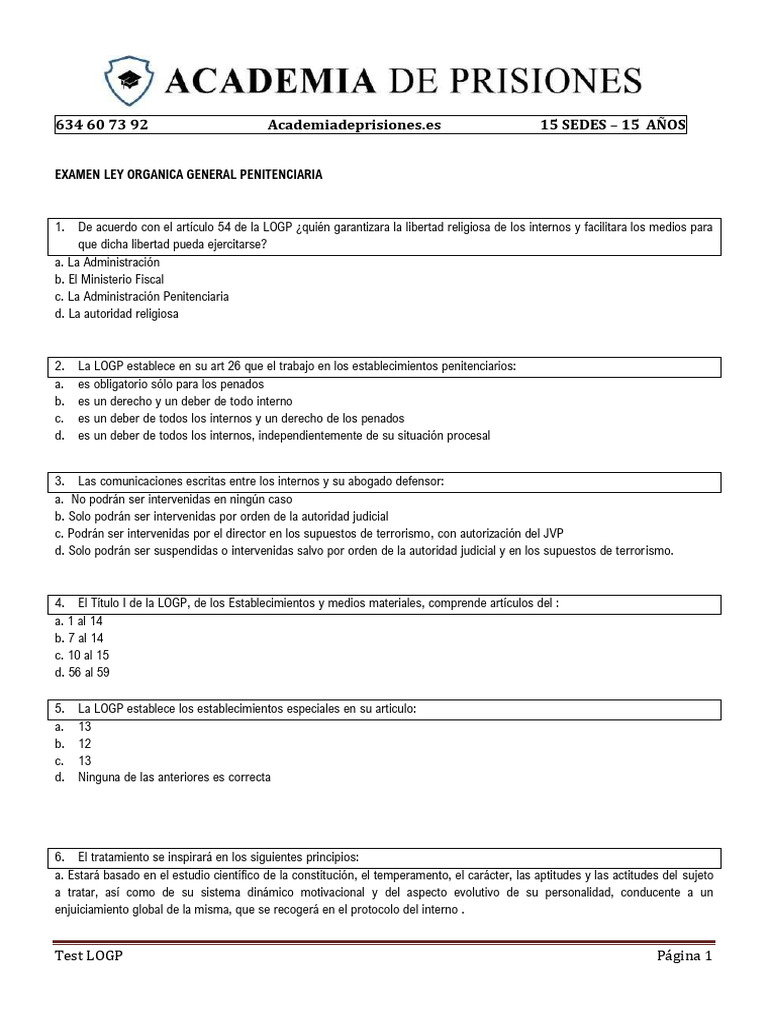 Examen Logp - V5 | PDF | Correcciones | Prisión