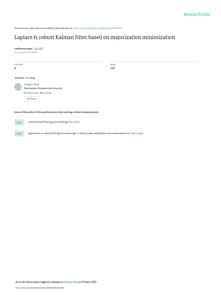 Laplace l1 Robust Kalman Filter Based On Majorization Minimization ...