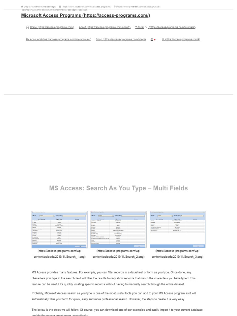 MS Access - Search As You Type - Multi Fields - Microsoft Access ...
