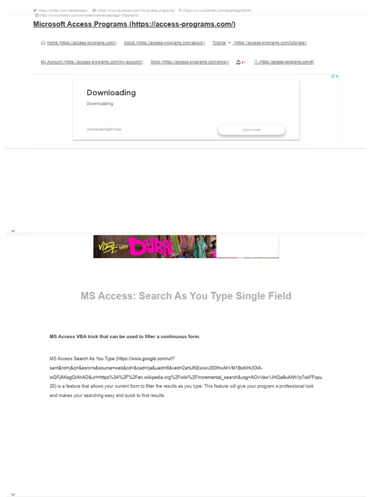 MS Access - Search As You Type Single Field - Microsoft Access Programs ...