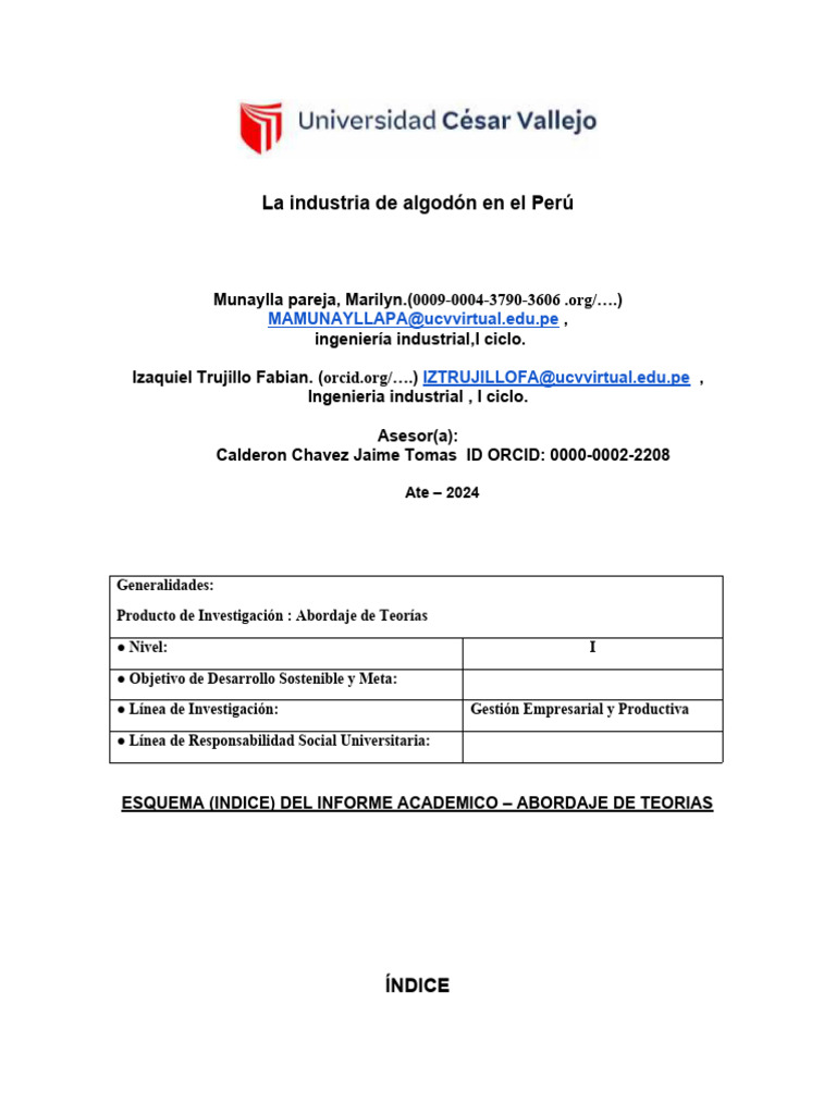 CARATULA E INDICE Del Trabajo de Investigación Formativa | PDF | Textiles | Algodón
