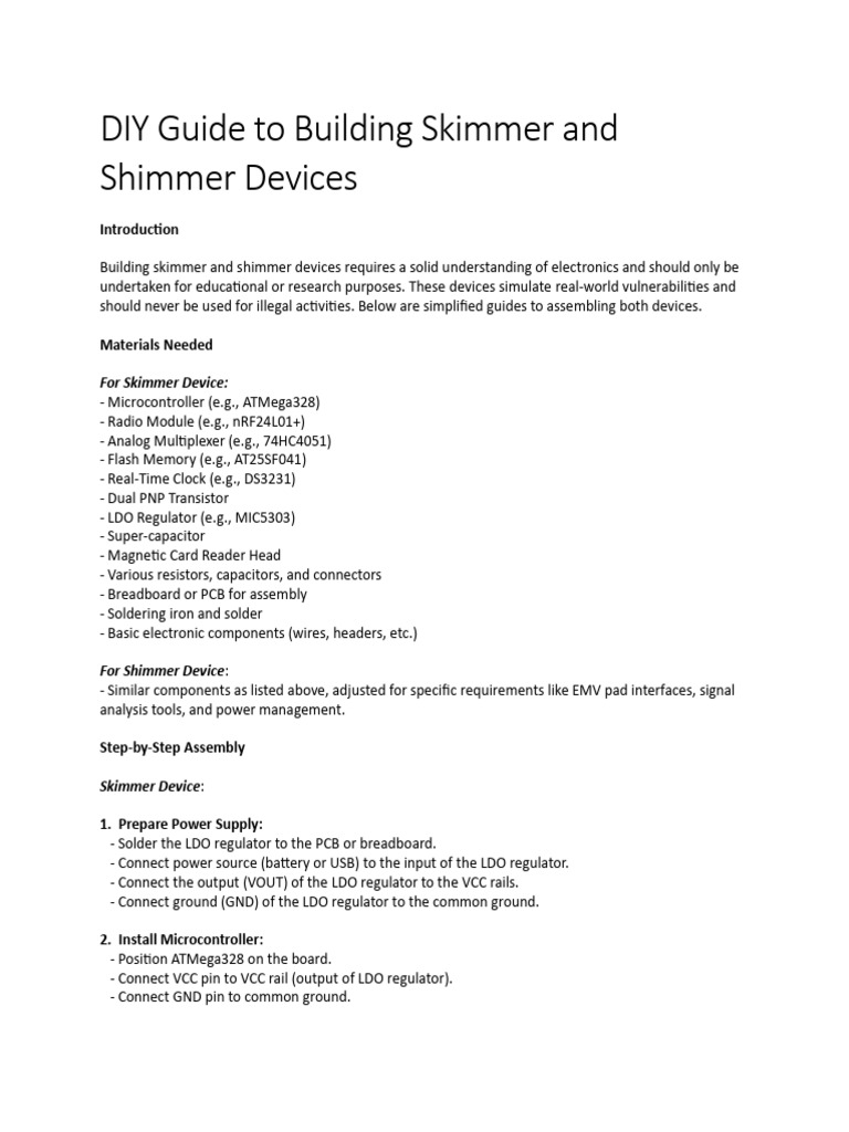 DIY Shimmer & Skimmer Devices | PDF | Microcontroller | Power Supply