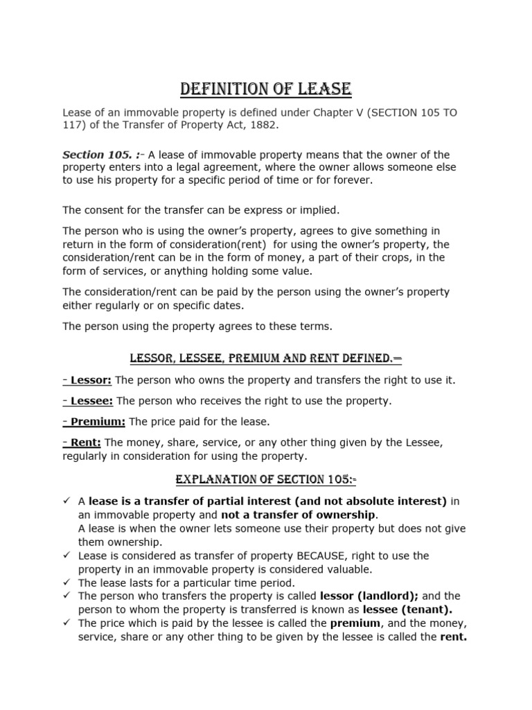 Definition of Lease | PDF | Lease | Consent