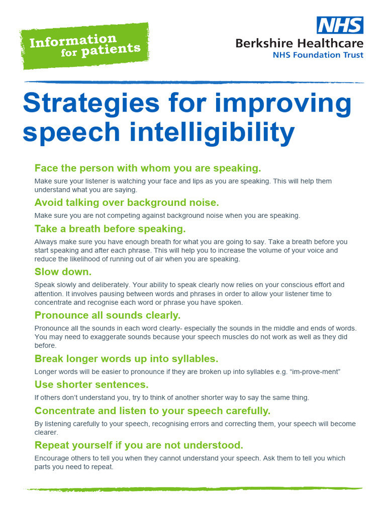 Tips for Enhancing Speech Clarity | PDF