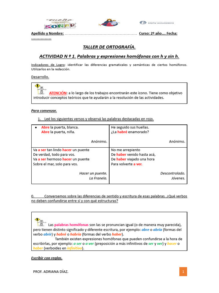 Taller Ortograf-A. ACTIVIDAD 1 | PDF | Verbo | Gramática