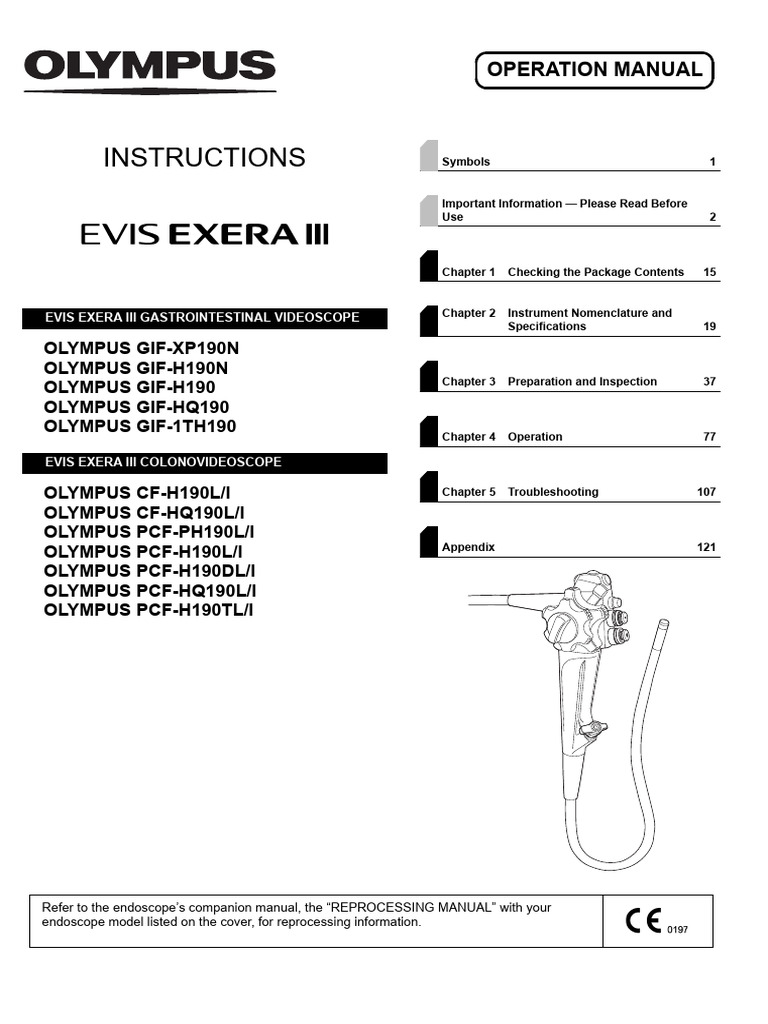 Olympus 190 Series GI Operation Manual | Download Free PDF | Endoscopy | Electrical Connector
