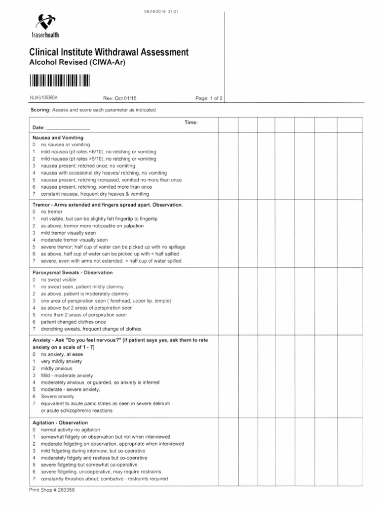 S 2 CIWA Assessment | PDF