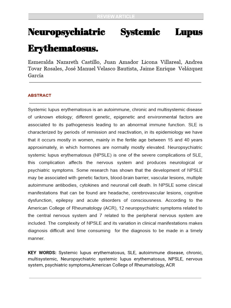 Neurolupus Artículo | PDF | Autoimmune Disease | Neurology
