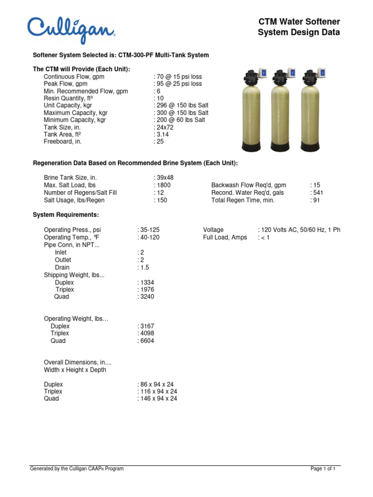 CTM Water Softener System Design Data | PDF | Electronics | Physical ...