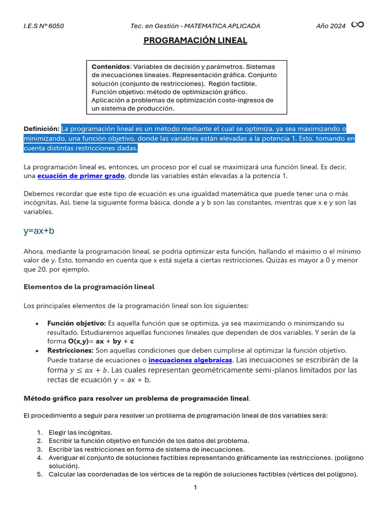 Programación Lineal | PDF | Programación lineal | Ecuaciones
