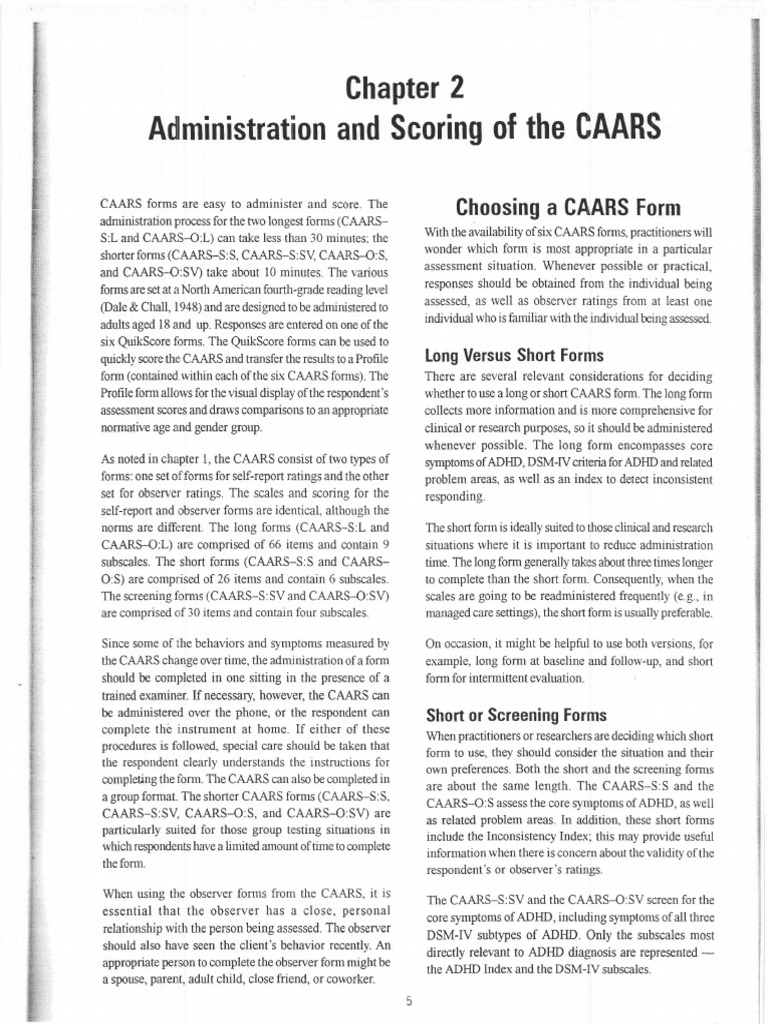 CAARS Manual | PDF | Abnormal Psychology | Mental Health CAARS Manual | PDF | Abnormal Psychology | Mental Health