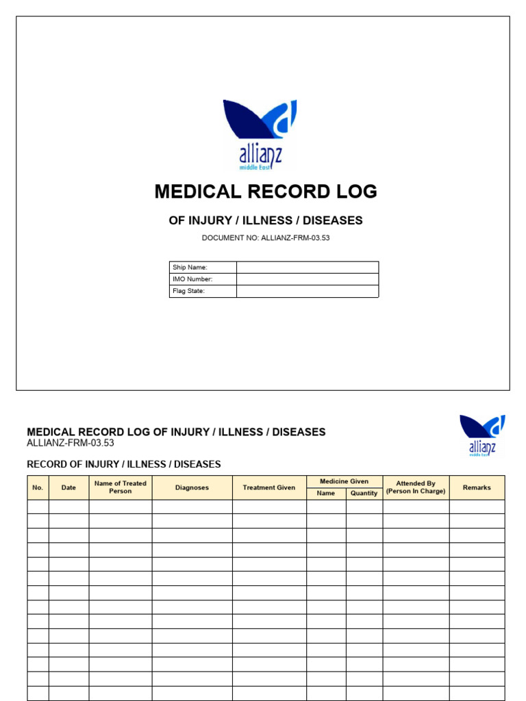Medical Record Log for Injuries & Illnesses | PDF