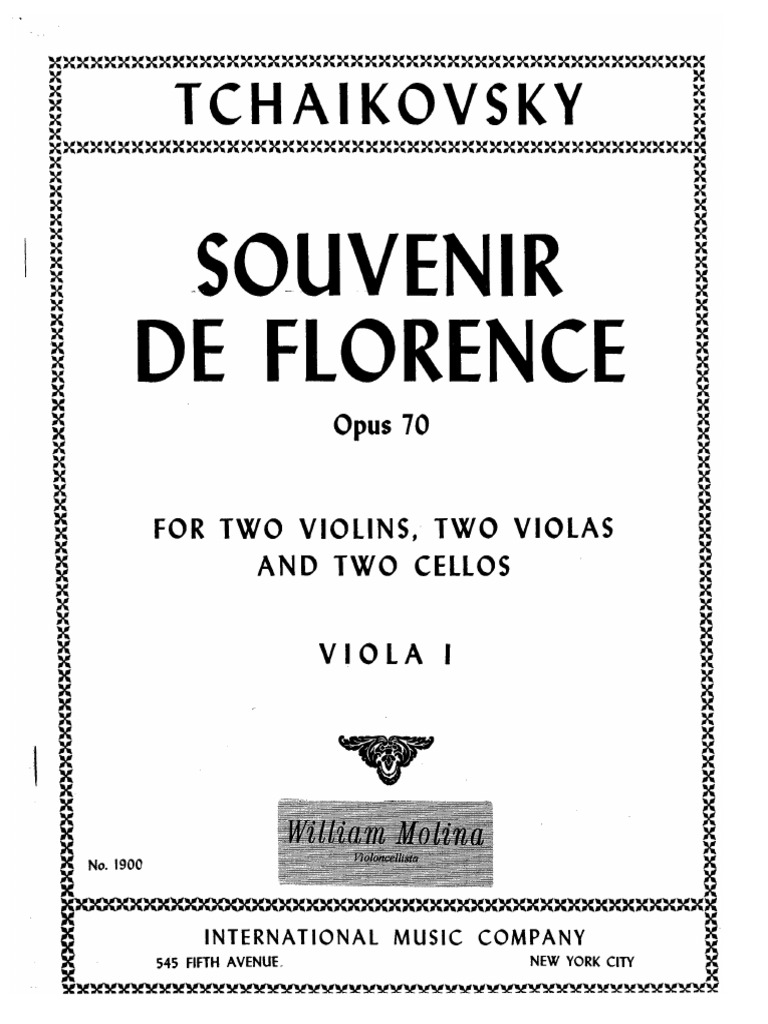 Souvenir de Florence Op 70 For Two Violin Viola Cellos PRT de Viola 1 2 ...