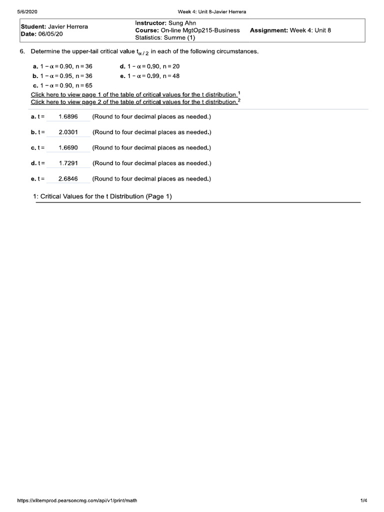 Tstudent Tabla | PDF