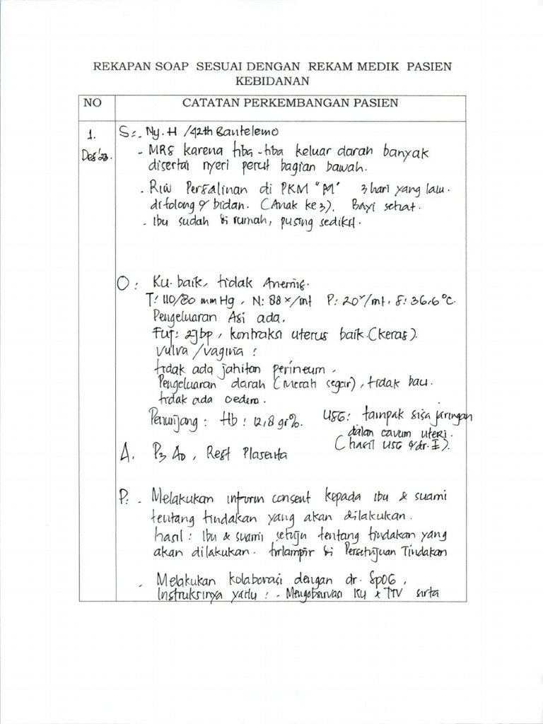 Soap Persalinan Fisiologis Dan Nifas Patologi | PDF