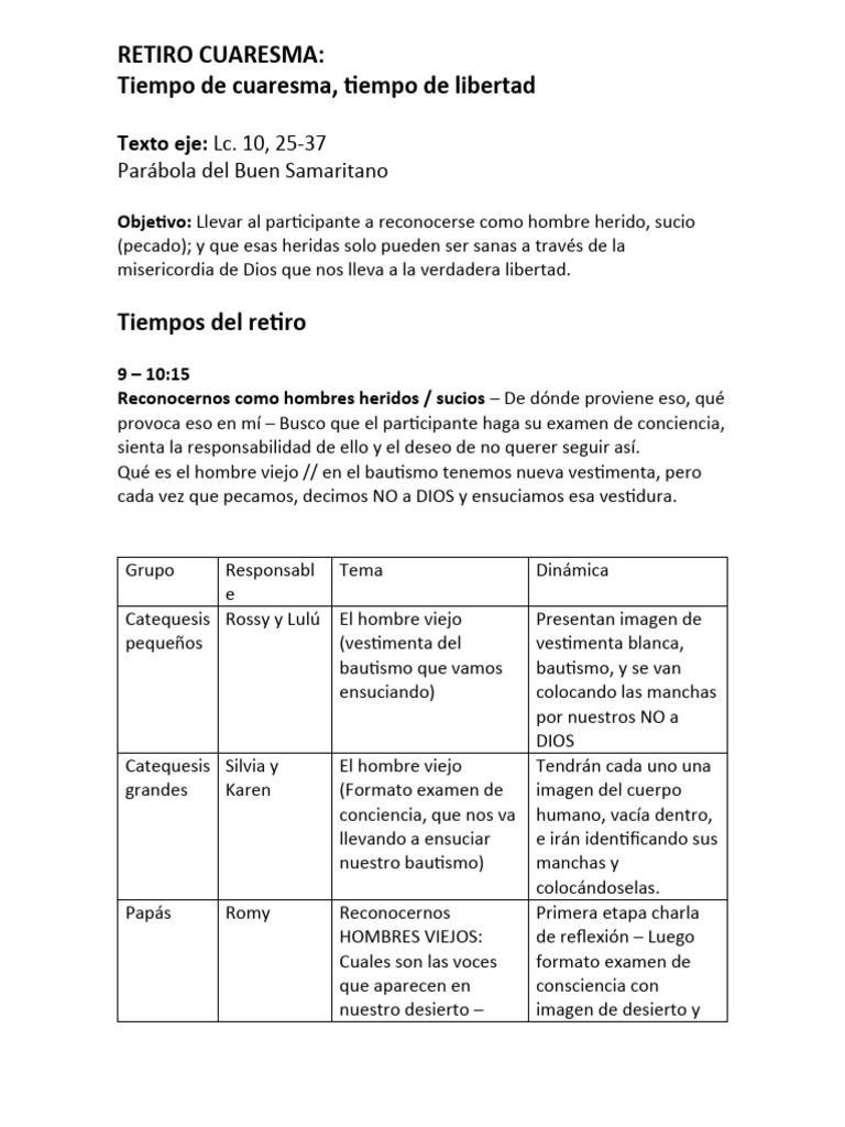 RETIRO CUARESMA Final 2024 | PDF