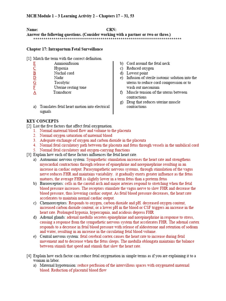 MCH - Mod 1-3 Assignment 2 | PDF | Fetus | Childbirth