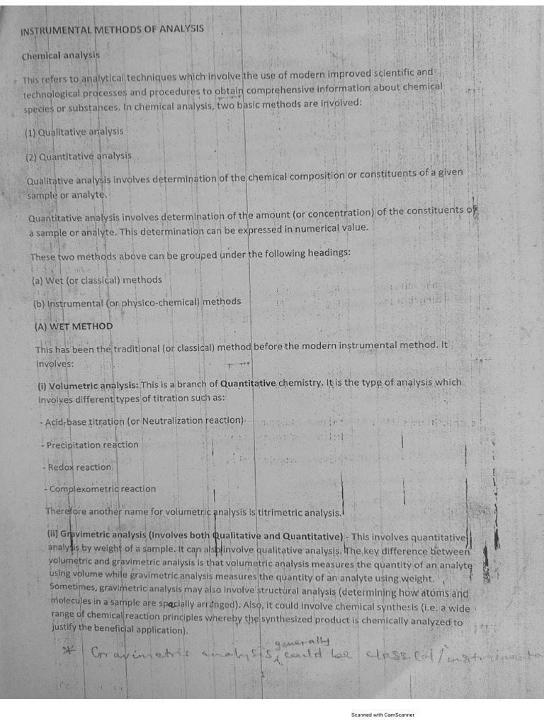 CHM 314 (Instrumental Methods of Analysis) | PDF