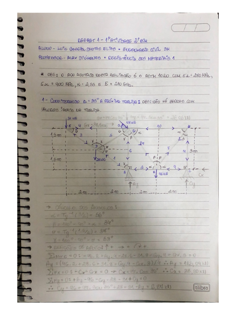 Ativ 1 2 Bim - Resmat | PDF