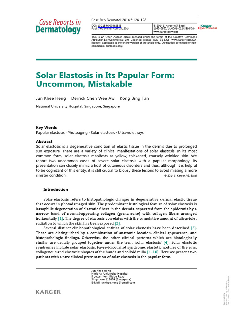 Solar Elastosis Papular Form | PDF | Skin | Medical Specialties