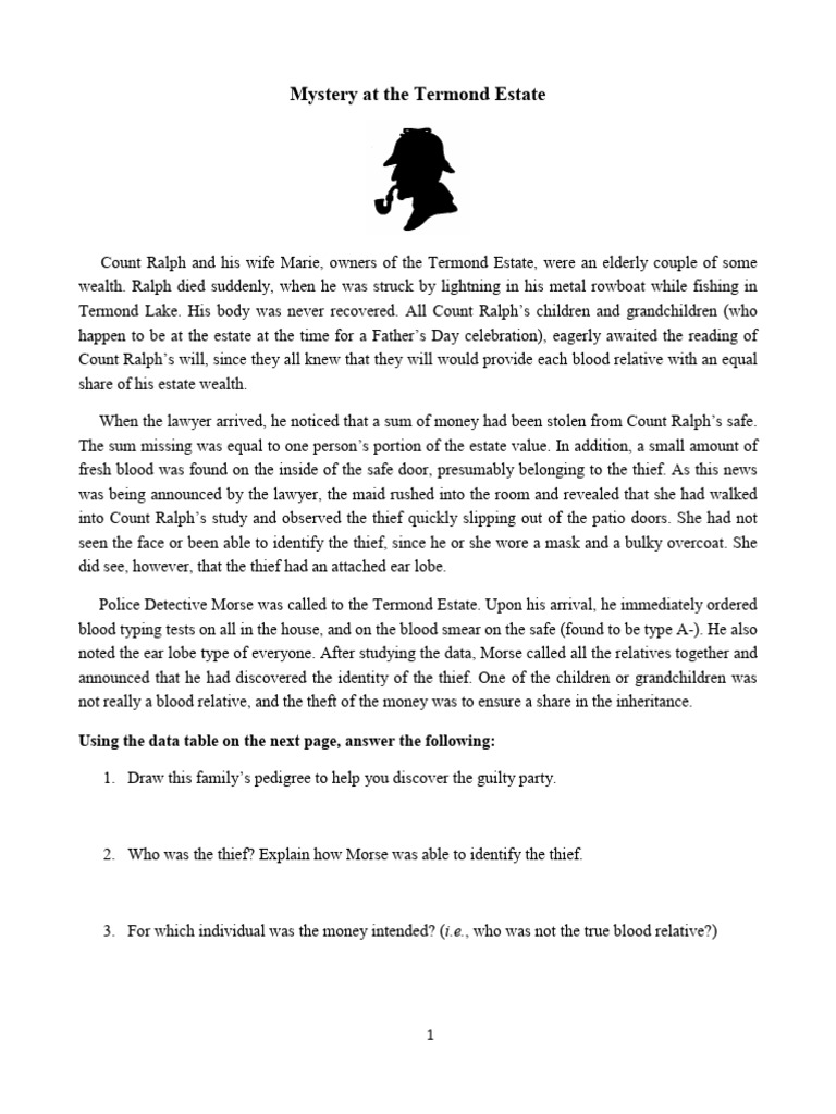 Investigation - Mystery at Termond Estates | PDF