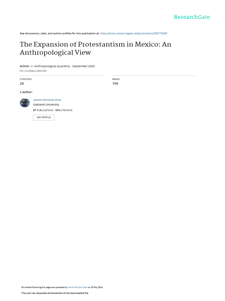 The Expansion of Protestantism in Mexico: An Anthropological View (2005 ...
