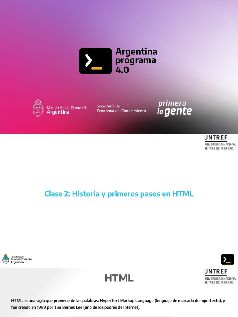 Clase 2 - Historia y primeros pasos en HTML | PDF | HTML | Red mundial