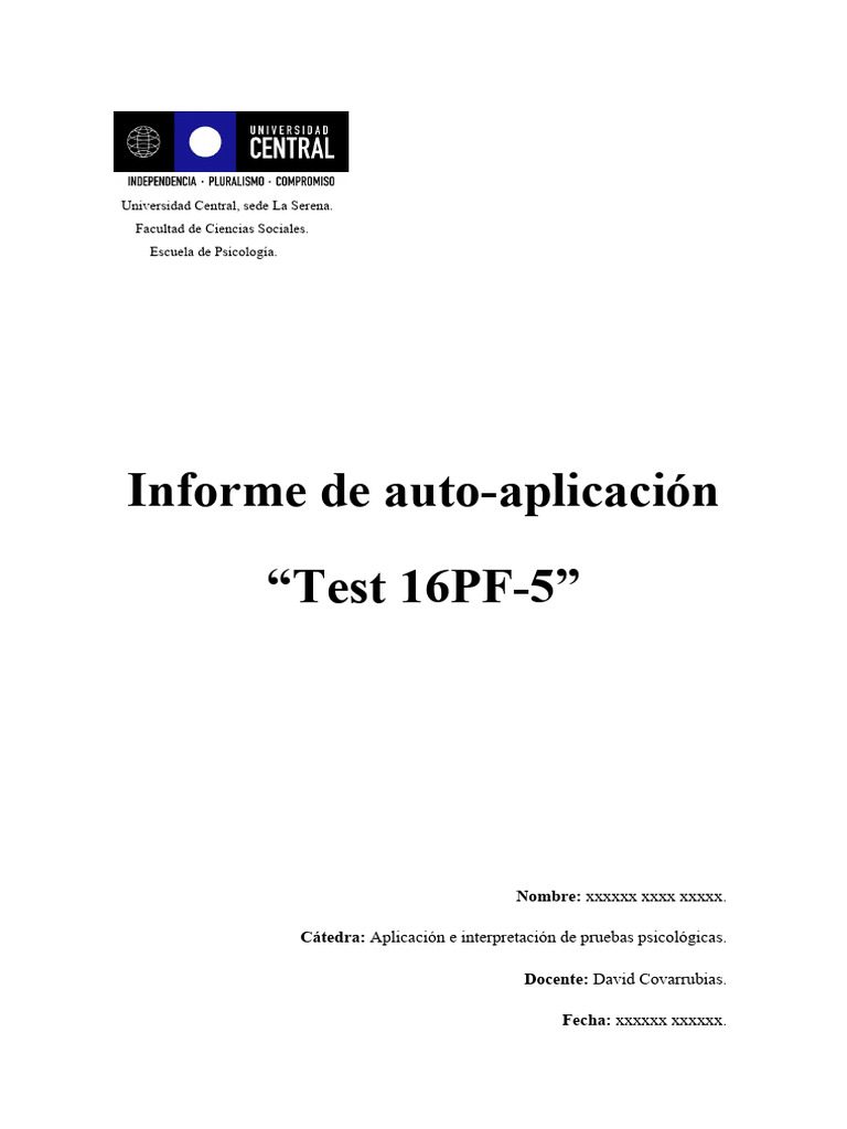 Informe Tipo Ejemplo 16pf-5 Ej1 | PDF | Sicología | Creatividad