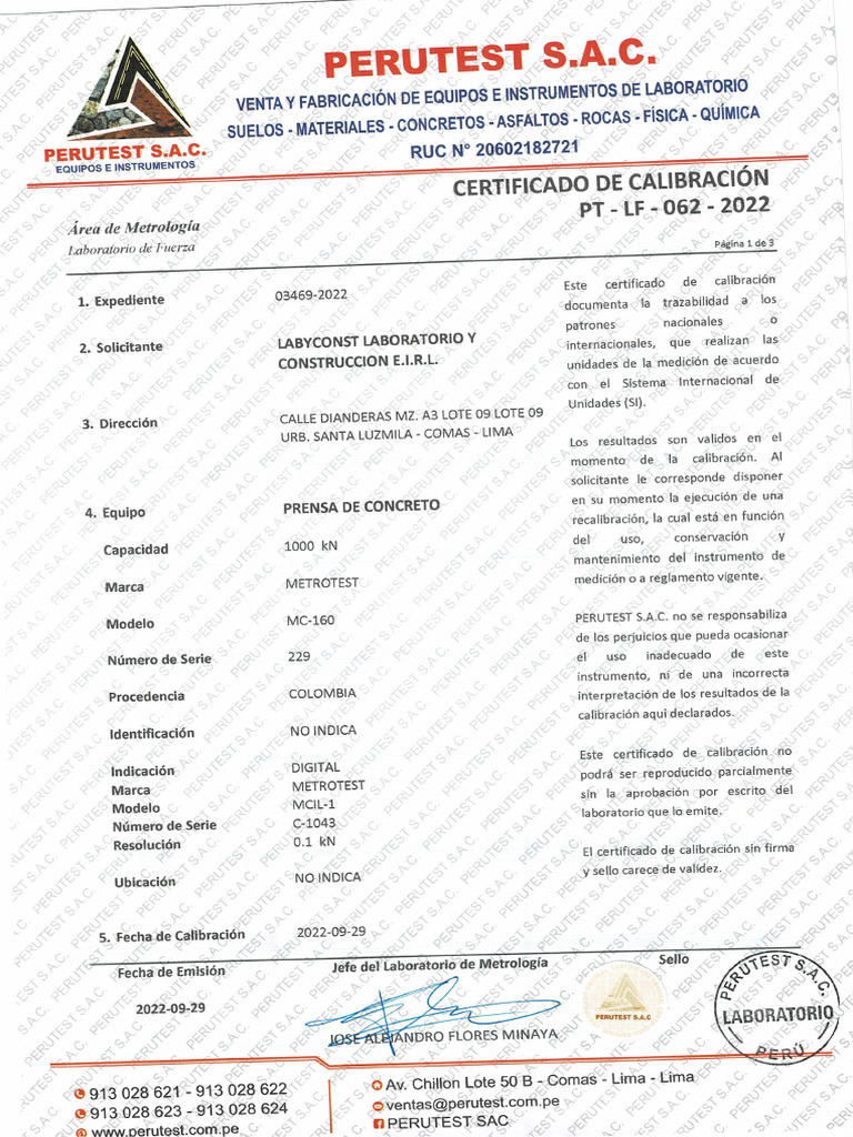 PT-LF-062-2022 (Prensa de Concreto) | PDF