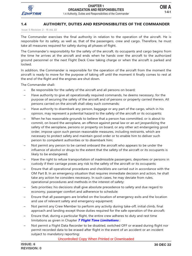 Handling, Notifying and Reporting Occurrences Authority, Duties and Responsibilities of The ...