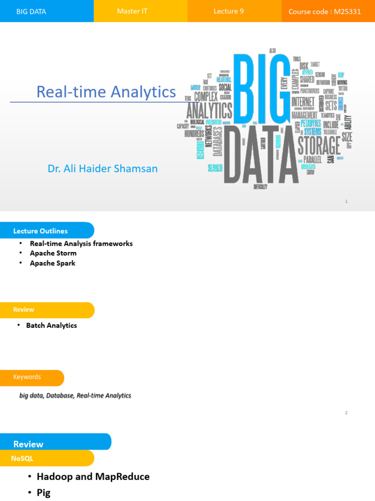 Lecture 9 - Realtime Analytics | PDF | Apache Spark | Analytics Lecture 9 - Realtime Analytics | PDF | Apache Spark | Analytics