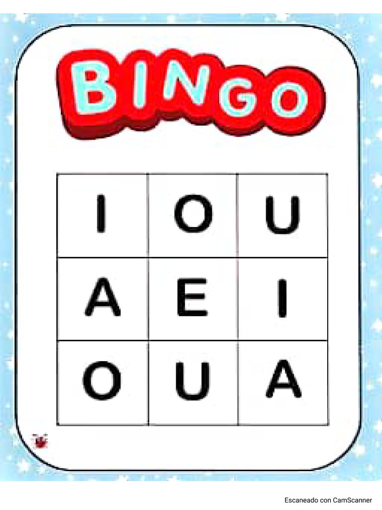 Bingo de Vocales # 2 | PDF