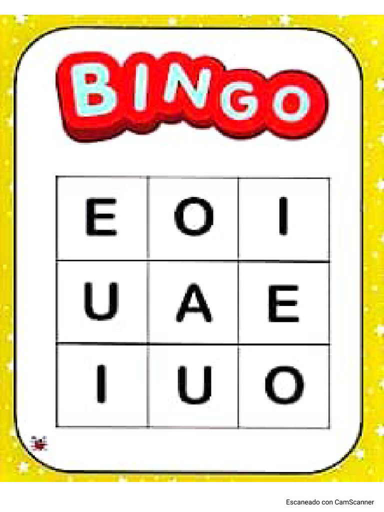 Bingo de vocales | PDF