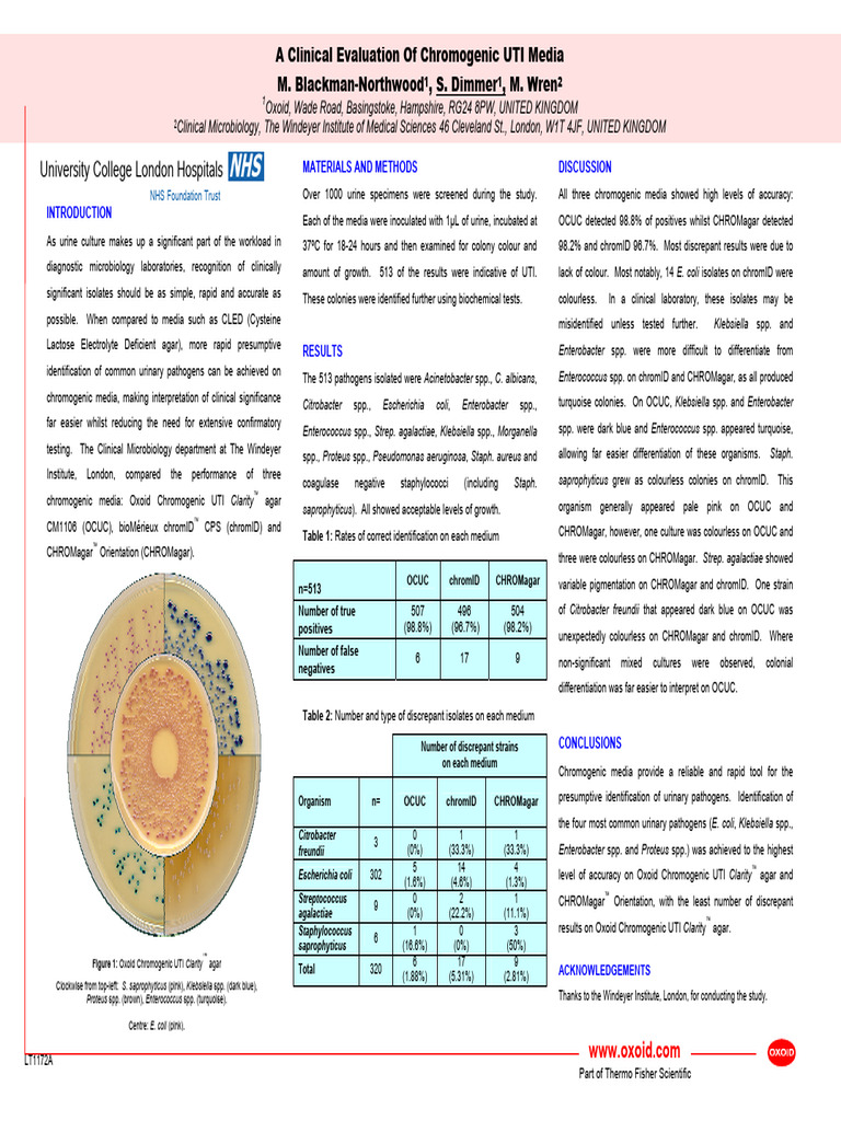 Poster - Brilliance UTI Clarity PO5159A IBMS 2007 | PDF | Urinary Tract ...