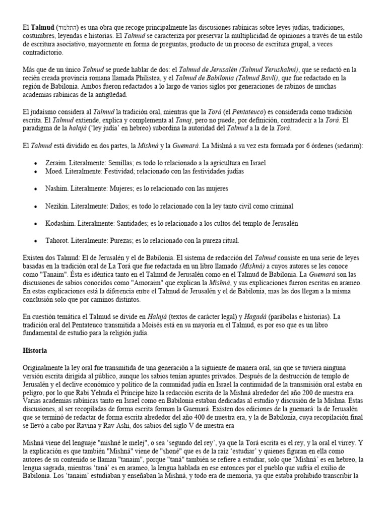 Estructura y Significado del Talmud | PDF | Talmud | Judaísmo