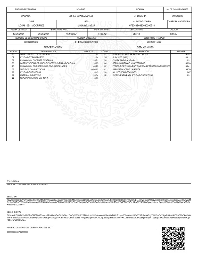 Recibo de Nómina Docente | PDF | Programas sociales | Finanza pública